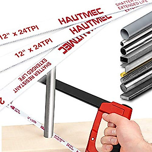 HAUTMEC 12" Hacksaw Blades Replacement Bi-Metal(10 Pack) 24 TPI High Speed Steel Grounded Teeth HT0017-CT
