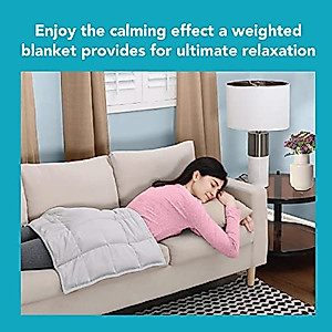 Dream Lab Calming Acupressure Cooling Reversible Weighted Lap Blanket with Glass Beads, 5 Pounds, Grey