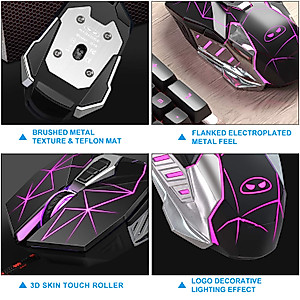 MageGee G10 Gaming Mouse Wired, 7 Colors Breathing LED Backlit Gaming Mouse, 6 Adjustable Speeds, Ergonomic Optical Computer Mouse with 7 Buttons for Windows PC Gamers