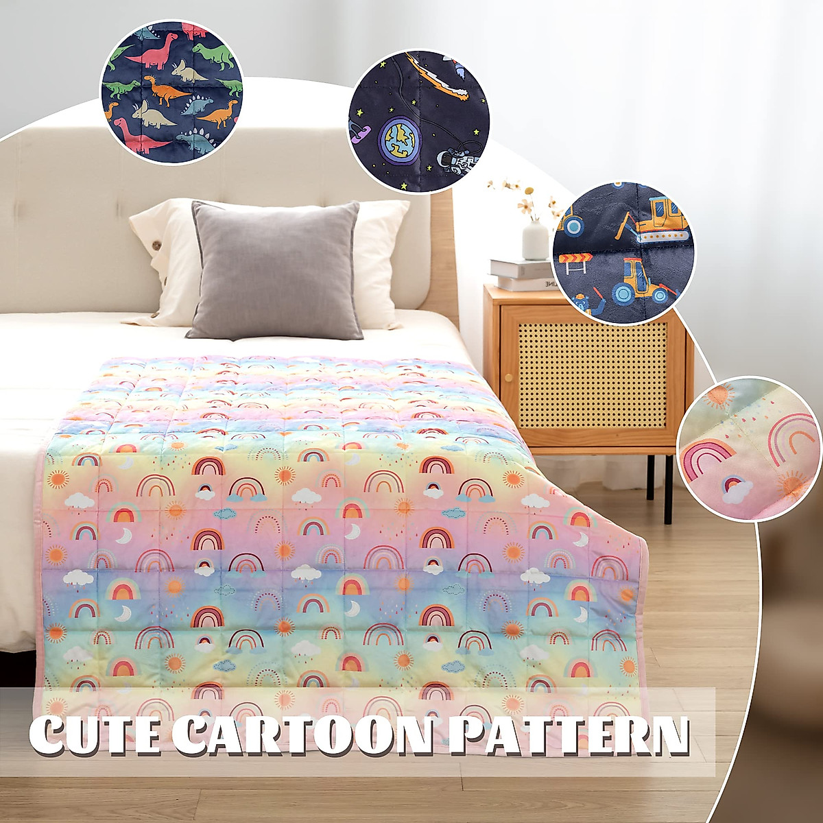 CHHKON Weighted Blanket for Kids and Teens Printed Weighted Blanket 7 lbs (style7, 41''x60'' 7lb)