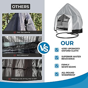 Patio Hanging Double Egg Chair Cover, 91x80 Inches Extra Large Waterproof Double Egg Chair Cover for Outdoor Furniture, Heavy Duty Swing Hanging Egg Chair Cover for Outdoor Porch Wicker Egg Chair