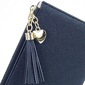 SUMGOGO Slim Wallet for Women Long Tassel Zipper Clutch Purse Handbag Card Case Wallet (Black)