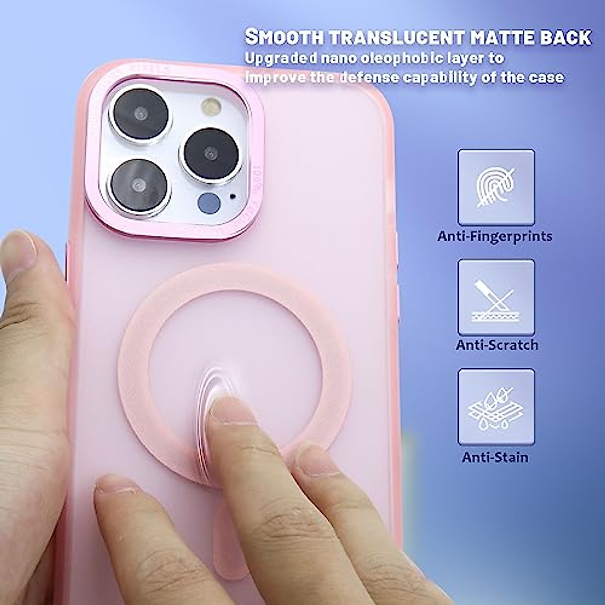 TODXARZC Magnetic Case for iPhone 14 Pro Max Case with MagSafe [Military Drop Protection] Shockproof Slim Translucent Matte Back Phone Case Cover for iPhone 14 Pro Max for Women Men 6.7'' Pink