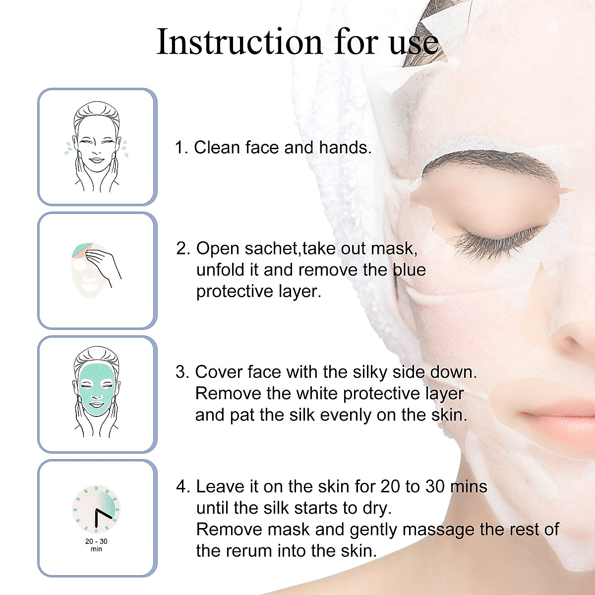 Dermaroller, Silk Face Masks Intensive Hyaluronic Acid Moisturizer with Matriyxl 3000 Tocopherol Boost Collagen Hydrate Dry Skin Reduce Fine Lines Wrinkles SingleUse Masks (1 Pack, 10pc)