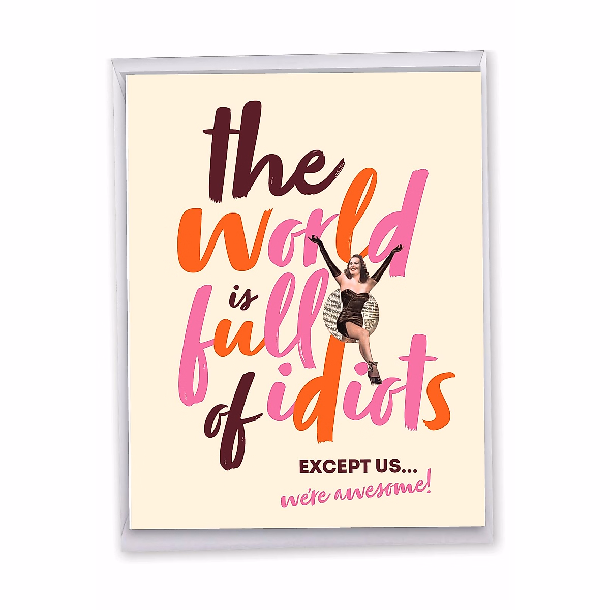 NobleWorks - 1 Jumbo Happy Birthday Card for Women (8.5 x 11 Inch) - Retro Big Humor Stationery for Birthdays - We're Awesome J9310BDG-US