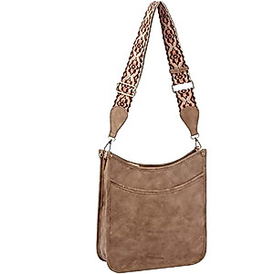 HR Womens Crossbody Shoulder Bag with Adjustable Guitar Strap (Black)