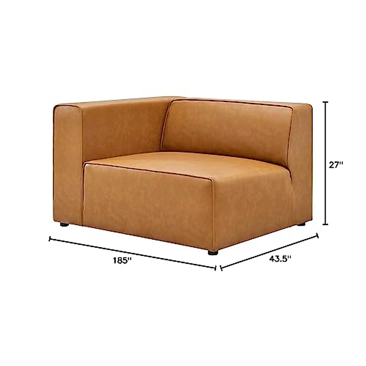 Modway Mingle Vegan Leather 5-Piece Sectional Sofa, Tan
