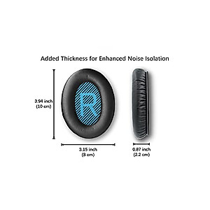 Replacement Ear-Pads for Bose QuietComfort QC 2 15 25 35 Ear Cushions for QC2 QC15 QC25 QC35 SoundLink/SoundTrue Around-Ear II AE2 Headphones (Black)