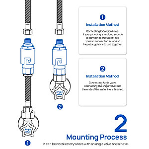 J-HVA Sediment Water Filter G3/8(9/16in) - Under Sink Water Filter, for Bathroom Kitchen RV Plumbing Water Faucet Supply Lines,35 Micron Flushable Inline Water Hose Filter, Conncet Angle Valve(2 Pack)