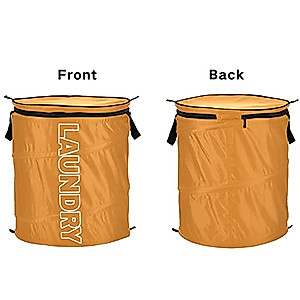 Orange Pop Up Laundry Hamper Collapsible with Lid Dirty Clothes Hamper Laundry Basket Storage Hamper Organizer for Home, Laundry, Travel