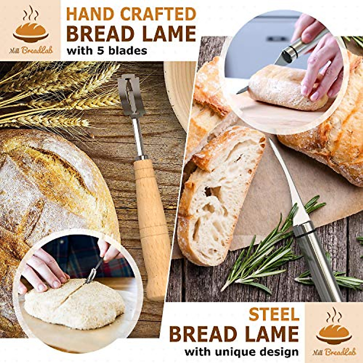 Bread Proofing Basket With Baking Tools - Sourdough Starter Kit With Bread Basket - Bread Proofing Baskets For Sourdough - Bread Making Set With Dough Whisk - Dough Scraper Baking Gifts For Bakers