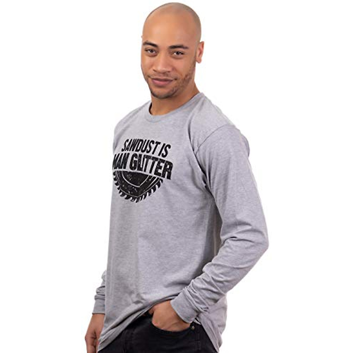 Ann Arbor T-shirt Co. Sawdust is Man Glitter | Funny Woodworking Wood Working Saw Dust Humor Long Sleeve (Adult,3XL)