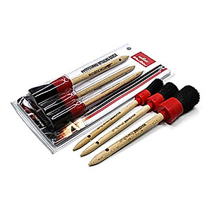 Maxshine Detailing Brushes Set for Interior and Exterior Detailing, Black & Red