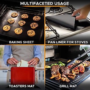 EcoNour Oven Liner for Gas and Electric Oven (3 Pack) | 17"x25" Non-Stick protector for bottom of Microwave, Air Fryer, Toaster, Grill | Reusable Oven Mat | BPA and PFOA Free Heat Resistant Baking Mat