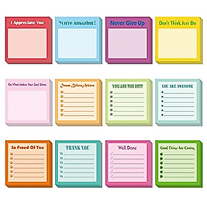 12 Inspirational Sticky Notes Fun PostIt Notes Funny Sticky Notes to Do List Sticky Notes Appreciation Sticky Note Colorful Encouragement Pads for Reminder Work Studying Home Office Supplies,3x3 Inch