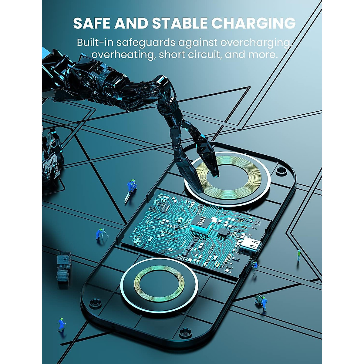 JoyGeek Dual Wireless Charger for Samsung Multiple Devices, 2 in 1 Wireless Charging Pad for Samsung Galaxy Watch 5/4/3, Galaxy S23/S22/S21/S20/S10/Note20/10, Active 2/1, Galaxy Buds 2/+/Pro/Live