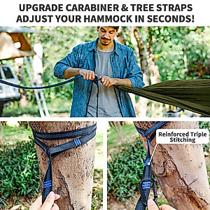 gymolo Camping Hammock - Hammocks with Mosquito Net Tent and Rain Fly Tarp, Portable Single & Double Nylon Parachute Hammock with Heavy Duty Tree Strap, Indoor Outdoor Backpacking Survival Travel