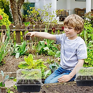 Lawntial 6-Pack Seed Starter Tray with Adjustable Humidity Dome and Base Plant Seed Starter Kit, Indoor Greenhouse, Mini Greenhouse, Seedling Starter Trays for Seeds Growing Starting