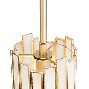 Optimant Lighting Gold Pendant Lighting, Modern Tiffany Glass Cylinder Hanging Light Fixture for Kitchen Island, Hallway, Foyer, Bedroom and Dining Room