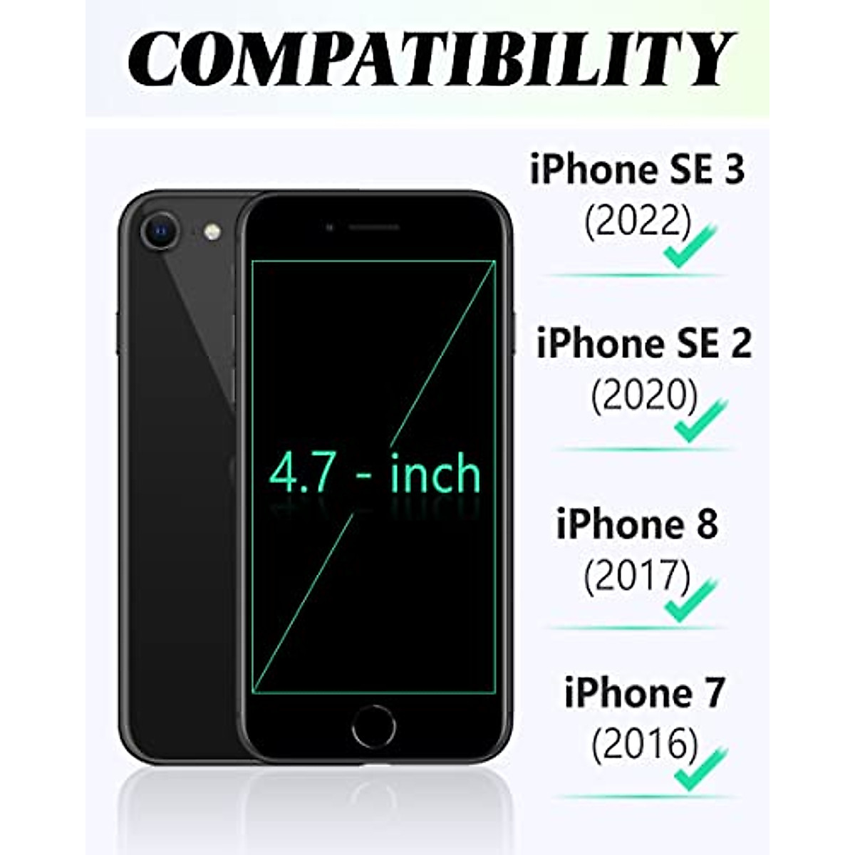 TUCCH Case for iPhone SE 2022 5G, iPhone 7/8/SE 2020 Wallet Case PU Leather Flip Folio Case Wallet with Card Slot, Stand Magnetic TPU Shockproof Inner Case Compatible with iPhone 7/8/SE2/SE3, Black