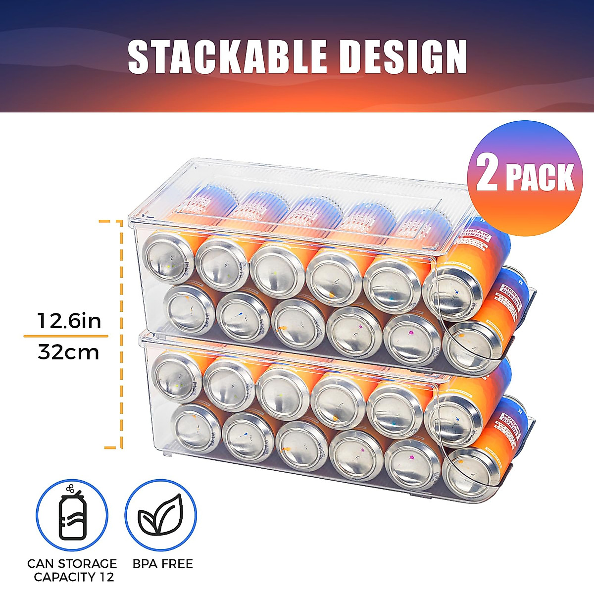 SCAVATA 2 Pack Skinny Can Organizer & 2 Pack Tall Cans of 16oz & 17oz Organizer