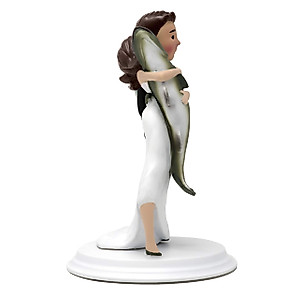 Dihtan Unique and Funny Fishing Wedding Cake Toppers Bride and Groom (Light Skin Dark Hair)