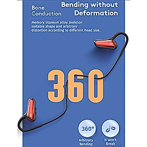 Bone Conduction Headphones Open Ear Wireless Bluetooth 5.2 Sports Headset Waterproof Earbuds with Microphone Long Battery Life Neckband for Running Workout Cycling Android iOS