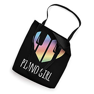 Piano Girl Gift with Rainbow Heart Tote Bag