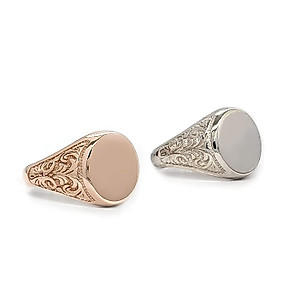 Elegant jewel box Unisex Oval custom signet ring in solid gold 9k, 14k, & 18k, Personalized signet ring, Custom Initial engraved chevalier ring, Family gift, RN386