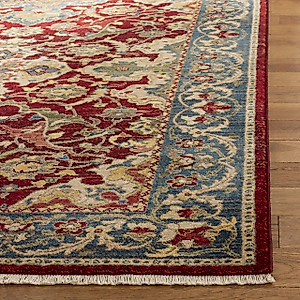SAFAVIEH Kashan Collection Area Rug - 9' x 12'6", Red & Blue, Traditional Oriental Design, Non-Shedding & Easy Care, Ideal for High Traffic Areas in Living Room, Bedroom (KSN307Q)