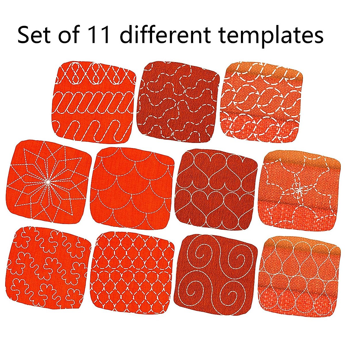 Quilting Templates ，11-Piece Set with Free Motion Quilting Rulers and Templates，Low Shank Machine Quilting Templates - Essential Quilting Supplies