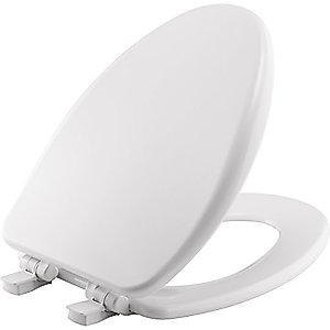 MAYFAIR 1864SLOWA 000 Alesio II Toilet Seat will Slow Close, Never Loosen and Provide the Perfect Fit, ELONGATED, Highly Stylized Durable Enameled Wood, White