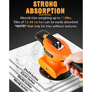 Mxmoonfree Tile Tools for Installation Tile Vibration Machine Vibrator Adsorption Lock Design with Drill Hole Guide, Suction Cup, Storage Case, 2 Pcs Battery 20V for Floor Wall Tiles