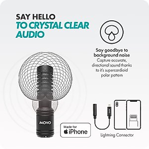 Movo iVlog1 Vlogging Kit for iPhone - Lightning Compatible YouTube Starter Kit - with Shotgun Microphone, Mini Tripod, LED Light, Wide-Angle Lens, Lightning Adapter Vlog Kit - iPhone Vlogging Kit