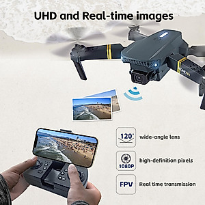 Super Endurance Foldable Drone with Camera for Beginners– 60+ min Flight Time, WiFi FPV Quadcopter with 120°Wide-Angle 1080P HD Camera, Optical Flow Positioning, Follow Me, Dual Cameras(3 Batteries)