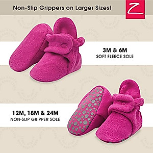 Zutano Unisex Cozie Fleece Baby Booties with Grippers, Baby Essentials, Fuchsia, 24 Months