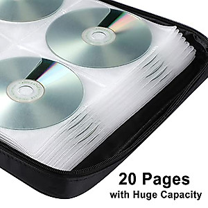TIMCORR CD Case DVD Holder Storage: 160 Capacity DVD Cases Organizer Portable Wallet Storage - CD Plastic Protective Carrying Binder for Home Travel (Black)