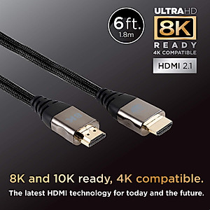UltraPro 8K HDMI 2.1 Cable, 6ft. High Speed 48Gbps, 8K @ 60Hz, 4K 1440p 1080p @ 120Hz, HDR VRR eARC QMS, Compatible with PS5 Xbox Series X Roku TV, Streaming, TV, Monitor, All HDMI Devices, 57347