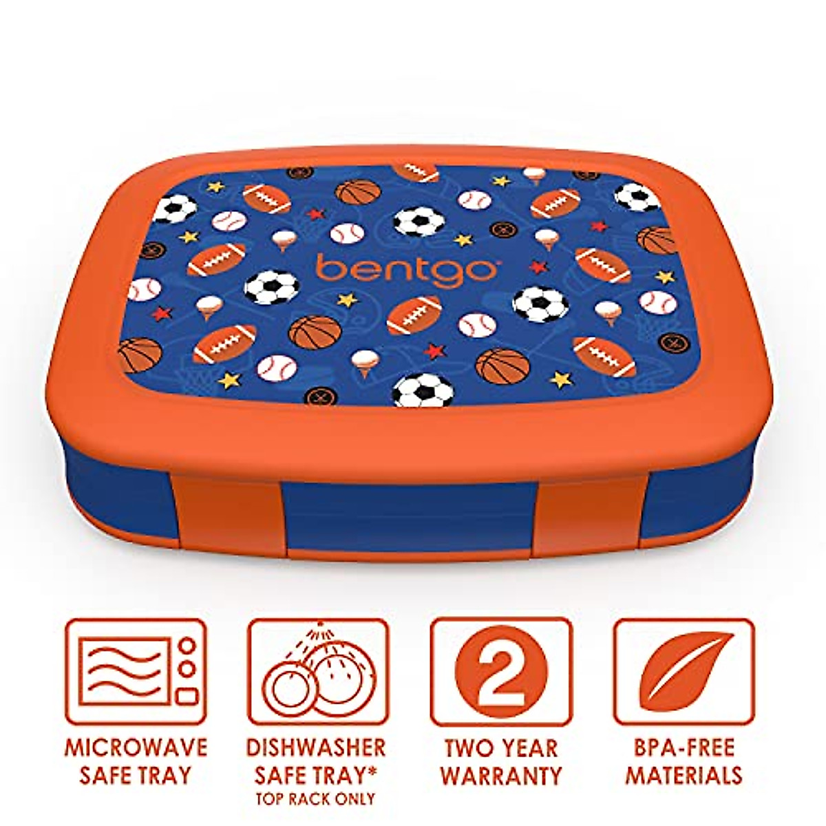 Bentgo Prints Insulated Lunch Bag Set With Kids Bento-Style Lunch Box (Sports)