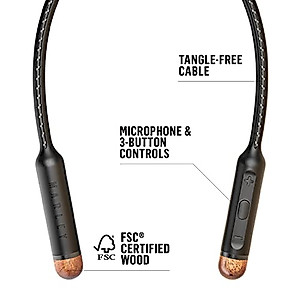 House of Marley Smile Jamaica Wireless: Wireless Neckband Earphones with Microphone, Bluetooth Connectivity, 8 Hours of Playtime, and Sustainable Materials (Black)