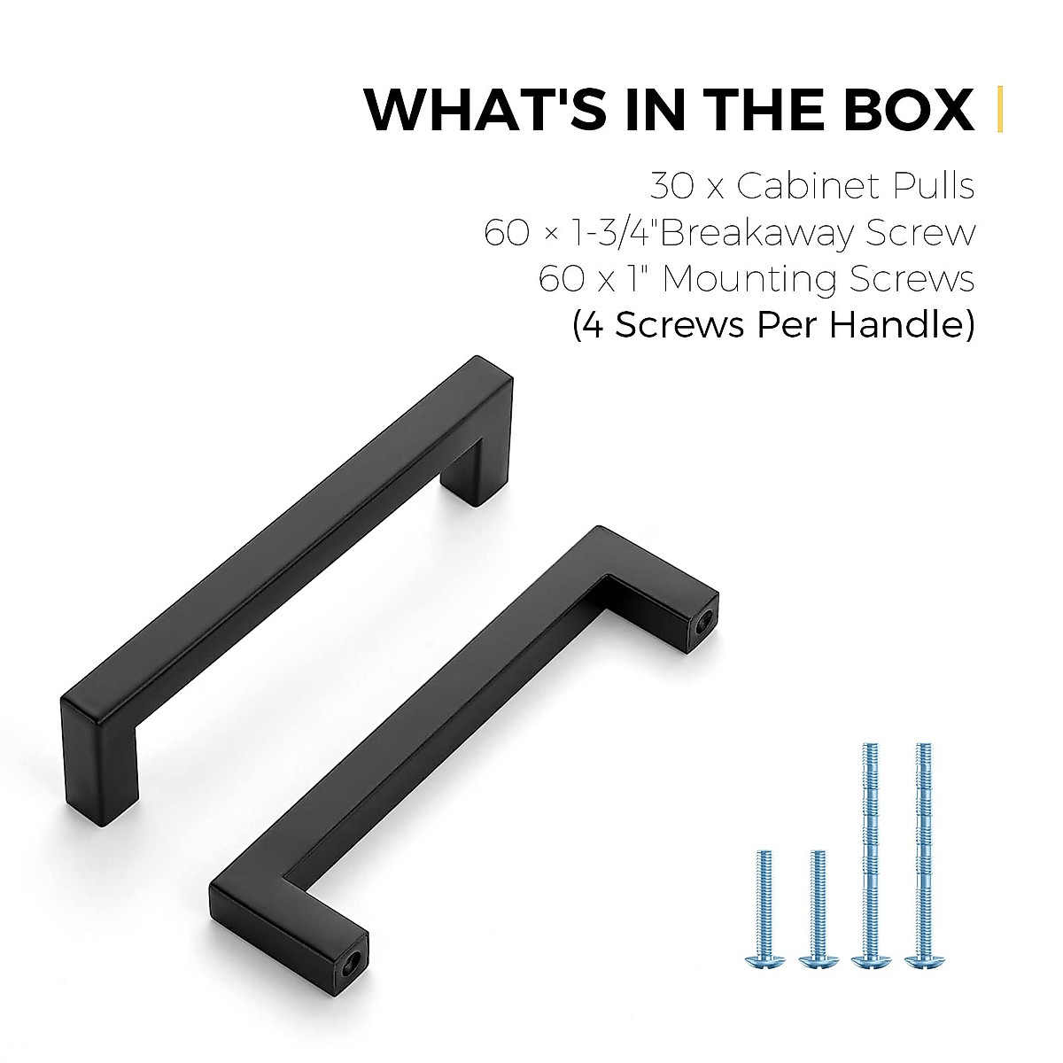 Home Expert Square Cabinet Pulls 30 Pack 5 Inch Matte Black Cabinet Handles Kitchen Hardware for Cupboard