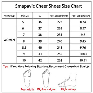 Smapavic Cheer Shoes for Women White Cheerleading Dance Shoes Training Athletic Comfortable Sneakers Size 8.5