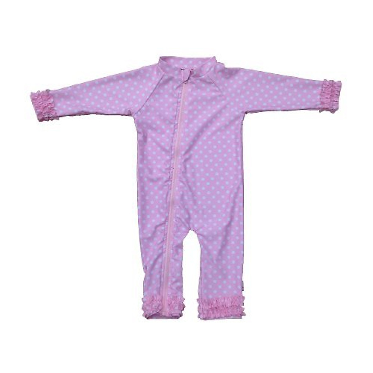 SwimZip Baby Girl Long Sleeve Sunsuit with UPF 50+,Sassy Surfer Pink Dots,6-12 Months