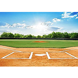 SOOUVEI Baseball Field Backdrop Polyester Stadium 7x5ft Outdoor Sport Green Grass Ballpark Photography Background Party Supplies Banner Home Decor Boy Student Birthday Portrait Photo Booth Studio Prop