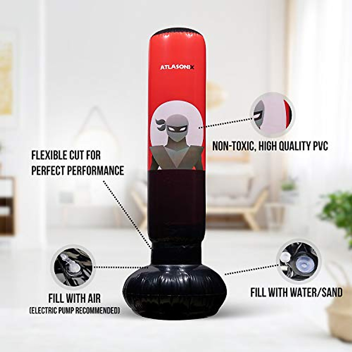 Punching Bag for Kids 8-12, Inflatable Kids Punching Bag for 3-8 Years, Karate Gifts for Boys, Kids Boxing Bag, Kid Punching Bag, Kickboxing, Taekwondo Ninja Toys