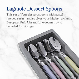 Jean Dubost 4 Dessert Spoons, Pastel