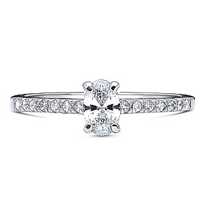 BERRICLE Sterling Silver Solitaire Wedding Engagement Rings 0.4 Carat Oval Cut Cubic Zirconia CZ Promise Ring for Women, Rhodium Plated Size 6