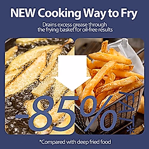 JKM Air Fryer 4.7 Quart, mechanical Air Fryer Oven, Adjustable Timer & Temp, No Oily Smoke Frying Cooking, Auto Shut Off, 1500W, Black