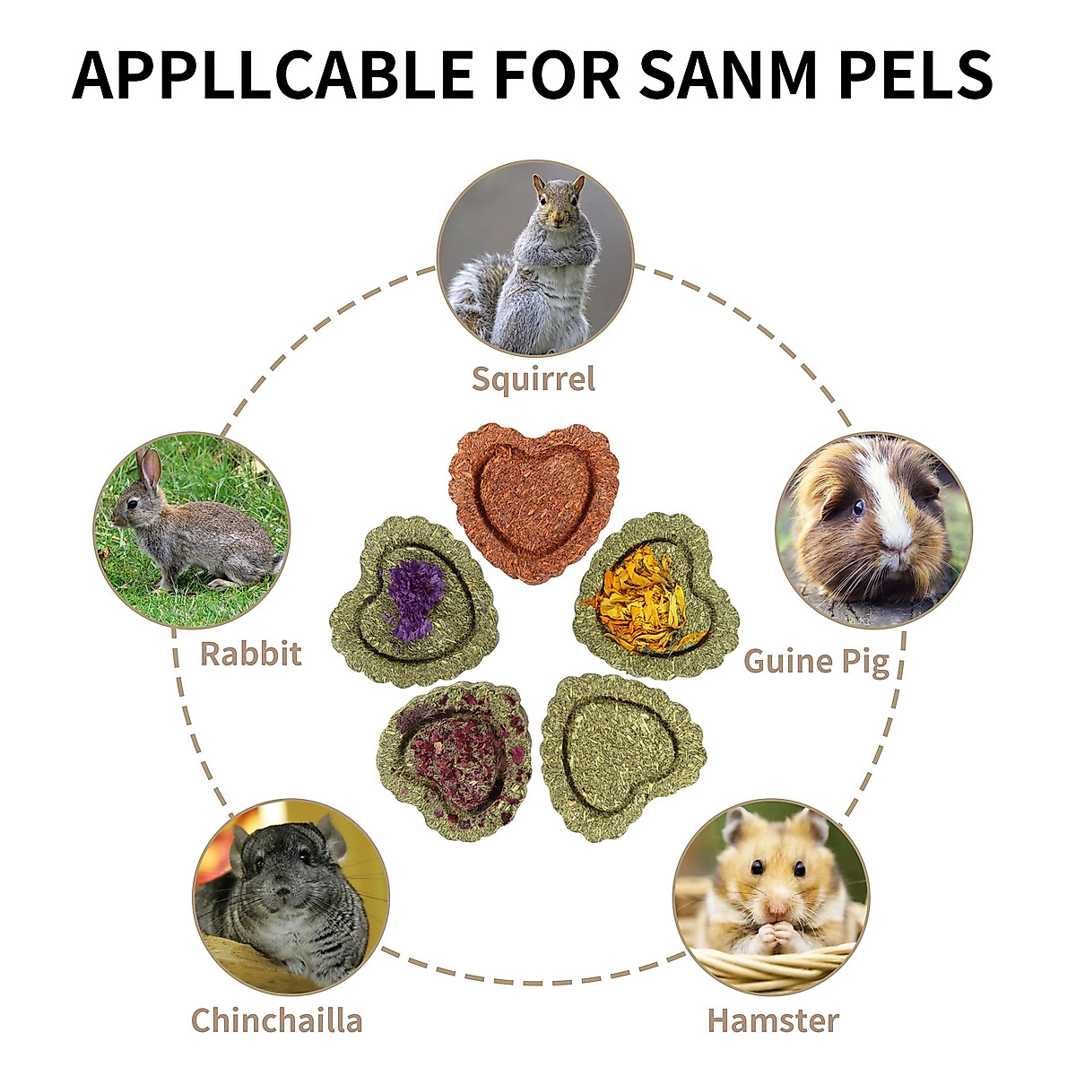 YAODHAOD 20PCS Bunny Chew Toys, Small Animal Natural Timothy Grass Cake Chew Molar Toys for Rabbits Bunnies Guinea Pigs Hamsters Gerbils and Other Small Animals Pet Treats Toys (Grass Biscuit)