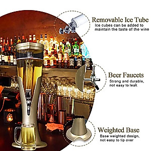 Beer Tower Drink Dispenser 3L Mimosa Tower Drink Beverage Dispenser with Removable Ice Tube,Freeze Tube to Keep Beverages Ice Cold，Perfect for Party,Bars,Home,Durable, Dual Action, Holiday Gift